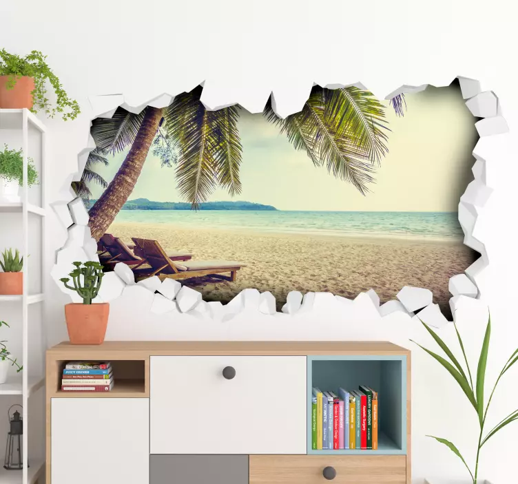 3D Strand Blick Wandaufkleber - TenStickers